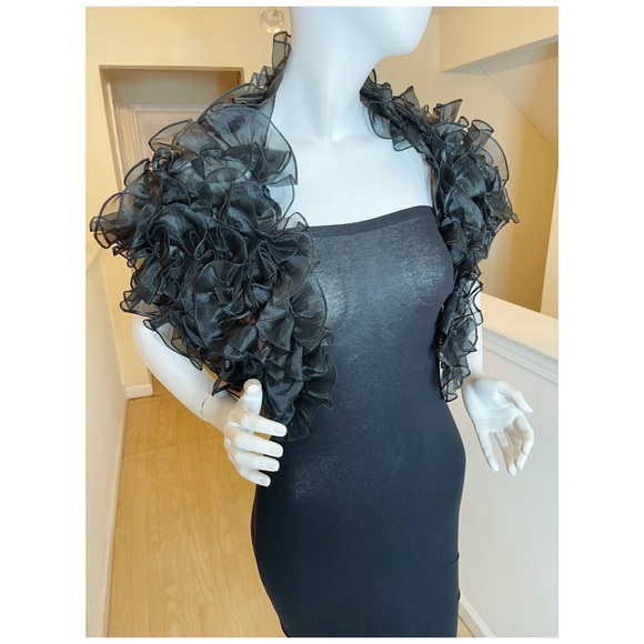 Other | Black Ruffle Bolero Shawl Wrap | Poshmark
